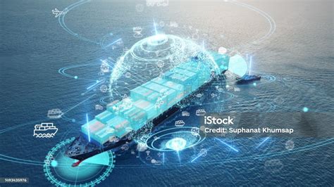 Ai 기술 글로벌 물류 국제 배송 개념 세계지도 물류 및 공급망 네트워크 유통 컨테이너 세관에 수출 수입을 위해 운영되는 선박 Cean 개념 기술 인공지능에 대한 스톡 사진