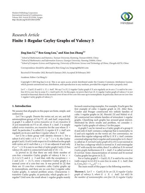 pdf finite 1 regular cayley graphs of valency 5