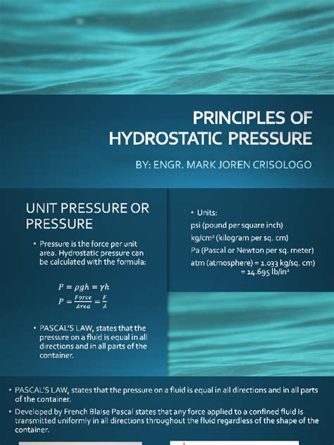 Hydrostatic Pressure Online 2 Pdf Pressure Pressure Measurement
