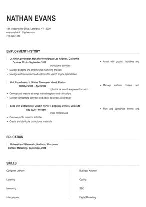 Unit Coordinator Resume Sample Tips Online Resume Builder