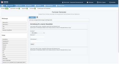 Formular Generator Swiss Newsletter
