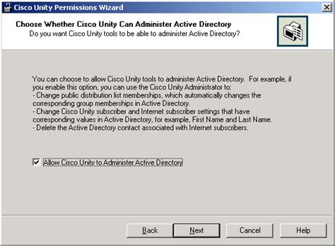 Cisco Unity Permissions Wizard Report Mode Help