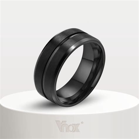 Vnox แหวนสเตนเลส สีดํา 8 มม เครื่องประดับ สําหรับผู้ชาย Vnoxjewelry Th Thaipick