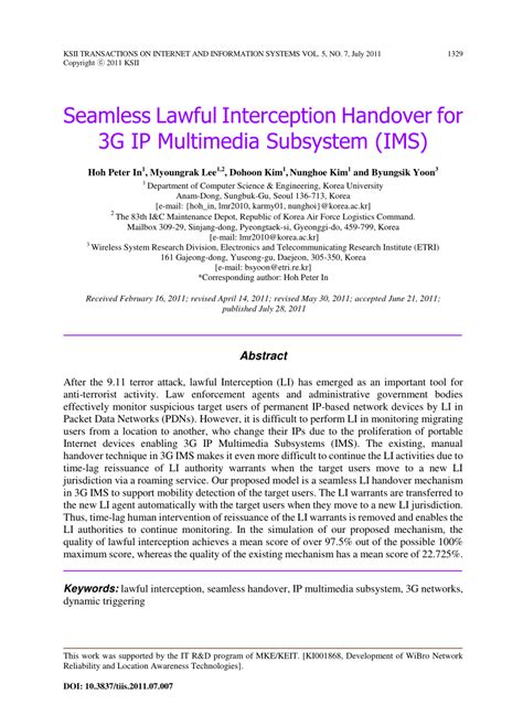 Pdf Seamless Lawful Interception Handover For 3g Ip Multimedia
