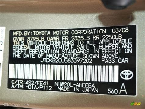 2008 Prius Color Code 4s2 For Driftwood Pearl Photo 79251462