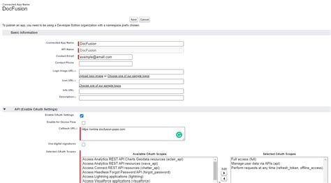 Create A Docfusion Connected App In Salesforce