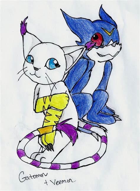 Gatomon And Veemon By Iceheart Lunarae On Deviantart