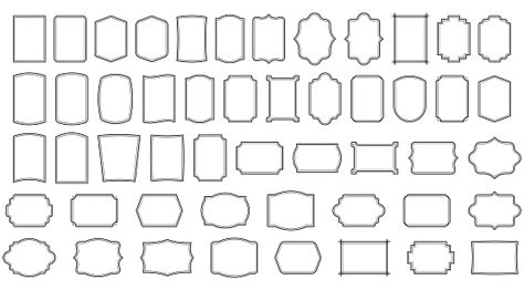 set of simple line frames with double stroke vector illustration stock