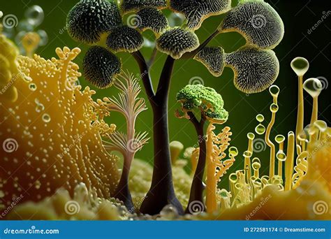 Microorganisms Under Microscope Stock Illustration