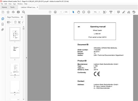 Liebherr L 586 461 Wheel Loader Operating Manual Sn 24314 Pdf