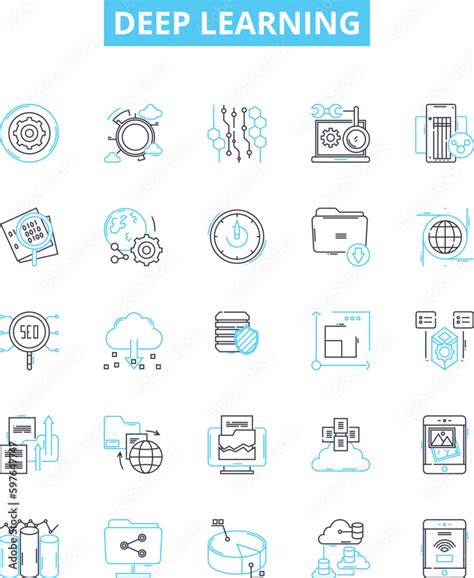 Deep Learning Vector Line Icons Set Deep Learning Neural Networks AI Machine Learning