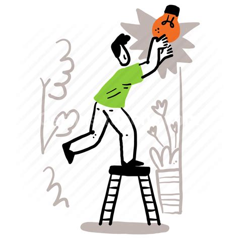 Download Repair Fix Lightbulb Light Ladder Plant Flower Figure