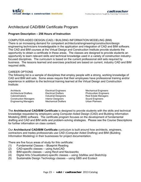 Architectural Cad Bim Certificate Program California Cad Teacher