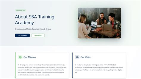 Sba Training Academy About Us Page Figma