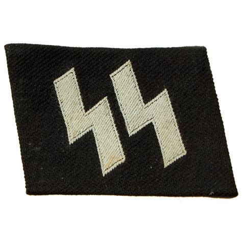 Original German Wwii Unissued Ss Emnco Double Sig Rune Collar Tab
