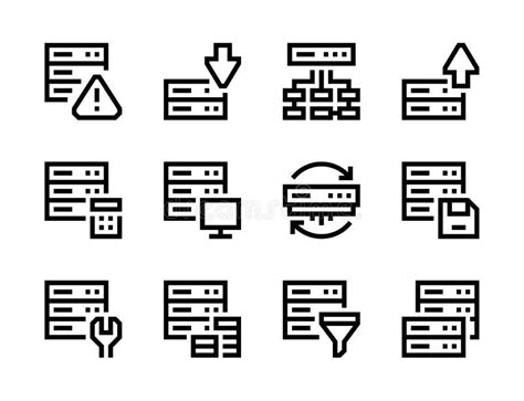 database server and data storage line vector icons stock vector