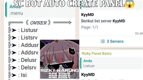 😱sc Bot Auto Create Panel Rizky Warung Scbot Scbotwa Panel Create Youtube