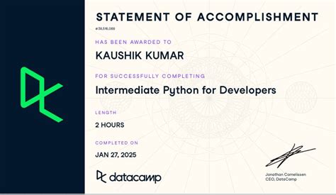 Kaushik Kumar On Linkedin Pythondevelopment Datacamp