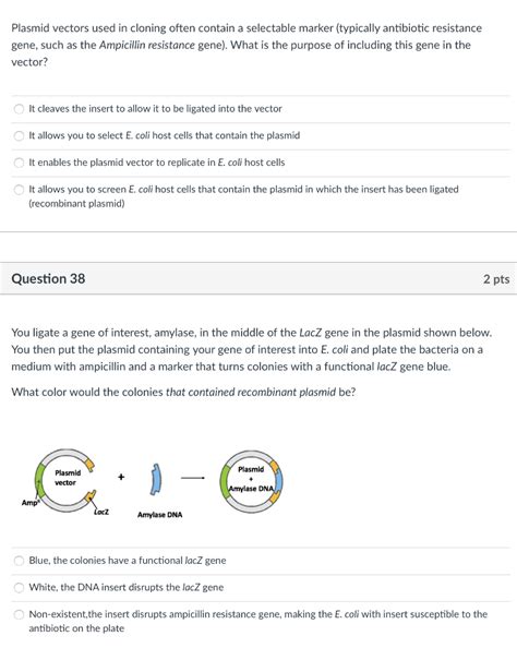 Solved Plasmid Vectors Used In Cloning Often Contain A