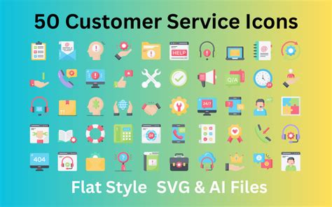 Customer Service Icon Set 50 Flat Icons Svg And Ai Files