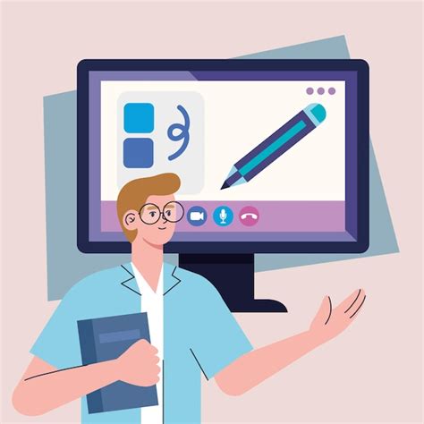 Free Vector Male Designer Using Desktop