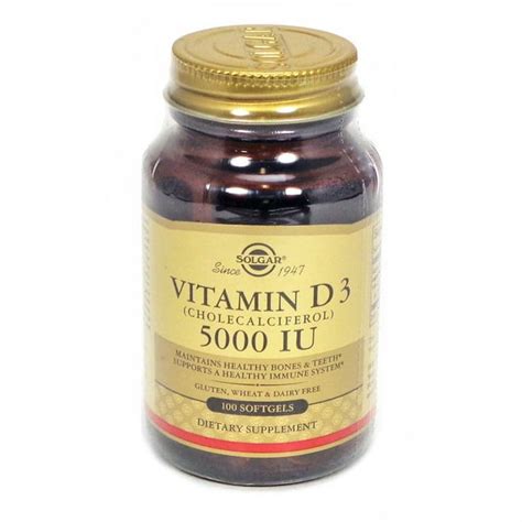 Solgar - Vitamin D3 Cholecalciferol 5000 IU - 100 Softgels - Walmart.com