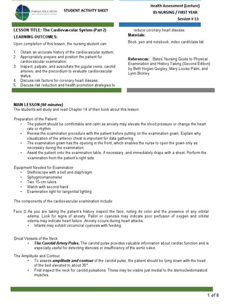 health assessment sas session 13 pdf pdf pulse heart