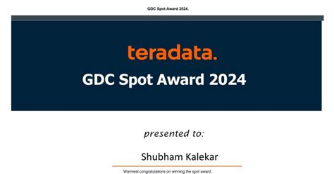 Shubham Kalekar On Linkedin Teradata Appreciation Gratitude