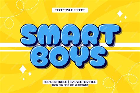 Premium Vector | Smart Boys Text Effect Editable 3d Cartoon Style