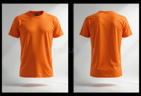 Orange T Shirt Mockup Front And Back View Stock Illustration