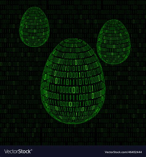 abstract easter eggs with binary code inside vector image