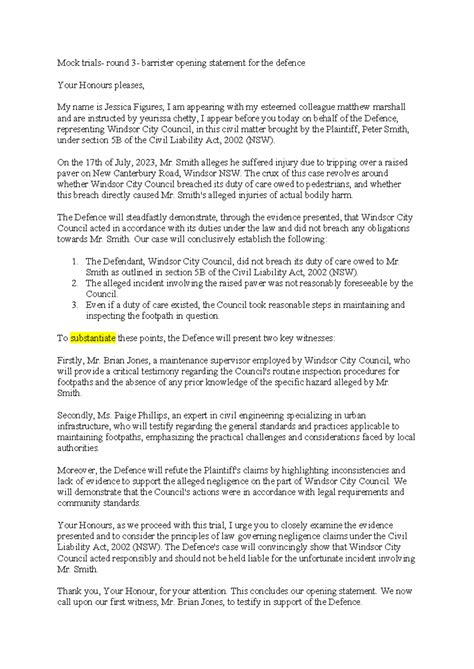 Mock Trials 4 Mock Trial Mock Trials Round 3 Barrister Opening