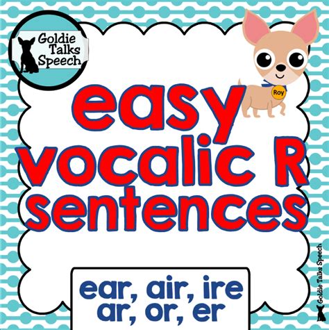 Vocalic R Sentences Speech Therapy Ear Air Ire Ar Or Er R