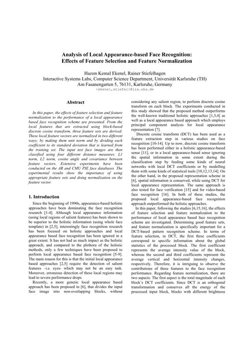 pdf analysis of local appearance based face recognition effects of