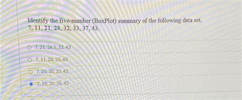 solved identify the five number boxplot summary of the