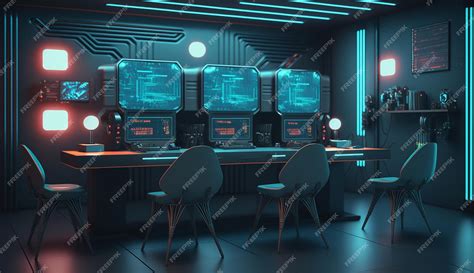 Premium Ai Image Lighting Cyberpunk Computer Setup Gaming Desk Room