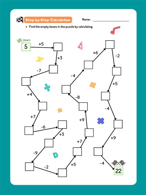 step by step calculation puzzle worksheet mathematics activity addition