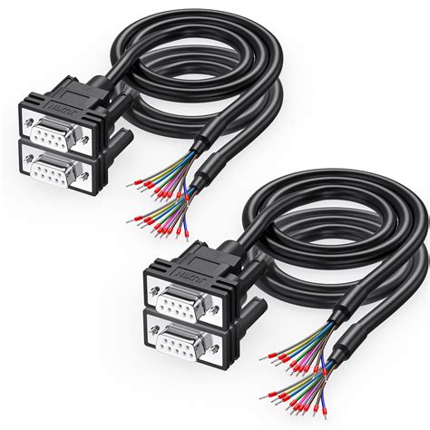 paquete de 4 conectores db9 rs232 serial cable de 5 pies db9 hembra a cable desnudo conector d