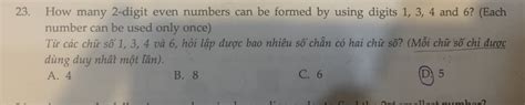 combinatorics grammar of how many 2 digit even numbers can be formed