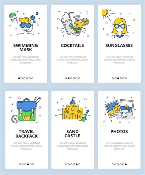 Premium Vector Vector Web Site Linear Art Onboarding Screens Template Travel And Summer
