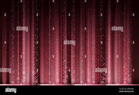 Technology Binary Abstract Background Matrix Style Red Color Falling