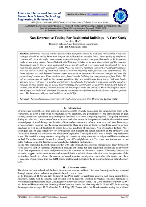 PDF Non Destructive Testing For Residential Buildings A Case Study