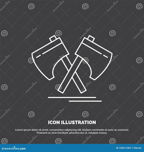 Axe Hatchet Tool Cutter Viking Icon Line Vector Symbol For Ui And