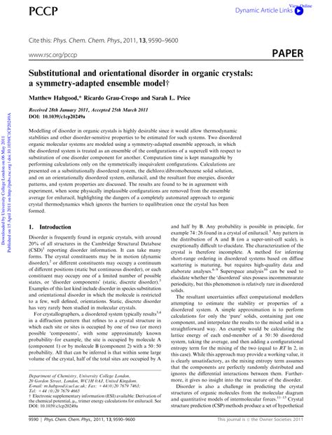 Pdf Substitutional And Orientational Disorder In Organic Crystals A