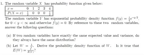 Solved The Random Variable X Has Probability Function Given