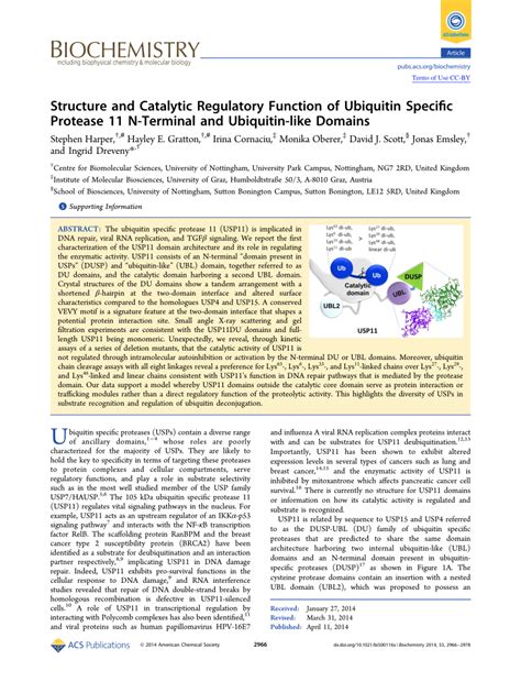 Pdf Structure And Catalytic Regulatory Function Of Ubiquitin Specific Protease 11 N Terminal