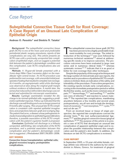 Pdf Subepithelial Connective Tissue Graft For Root Coverage A Case Report Of An Unusual Late