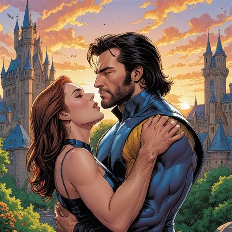 Dr Jane Grey Kissing Wolverine Comic Book Style Dr Jane
