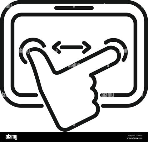 Linear Touchscreen Hand Gesture Icon Illustration For Interactive Technology And Digital