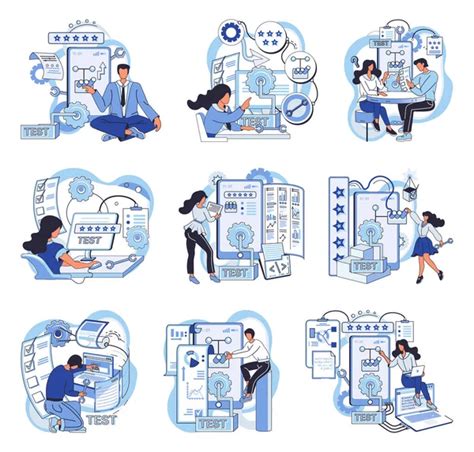 Metáfora De Pruebas De Aplicación Ilustración Vectorial App Test Arenwhere Apps Mettle Is